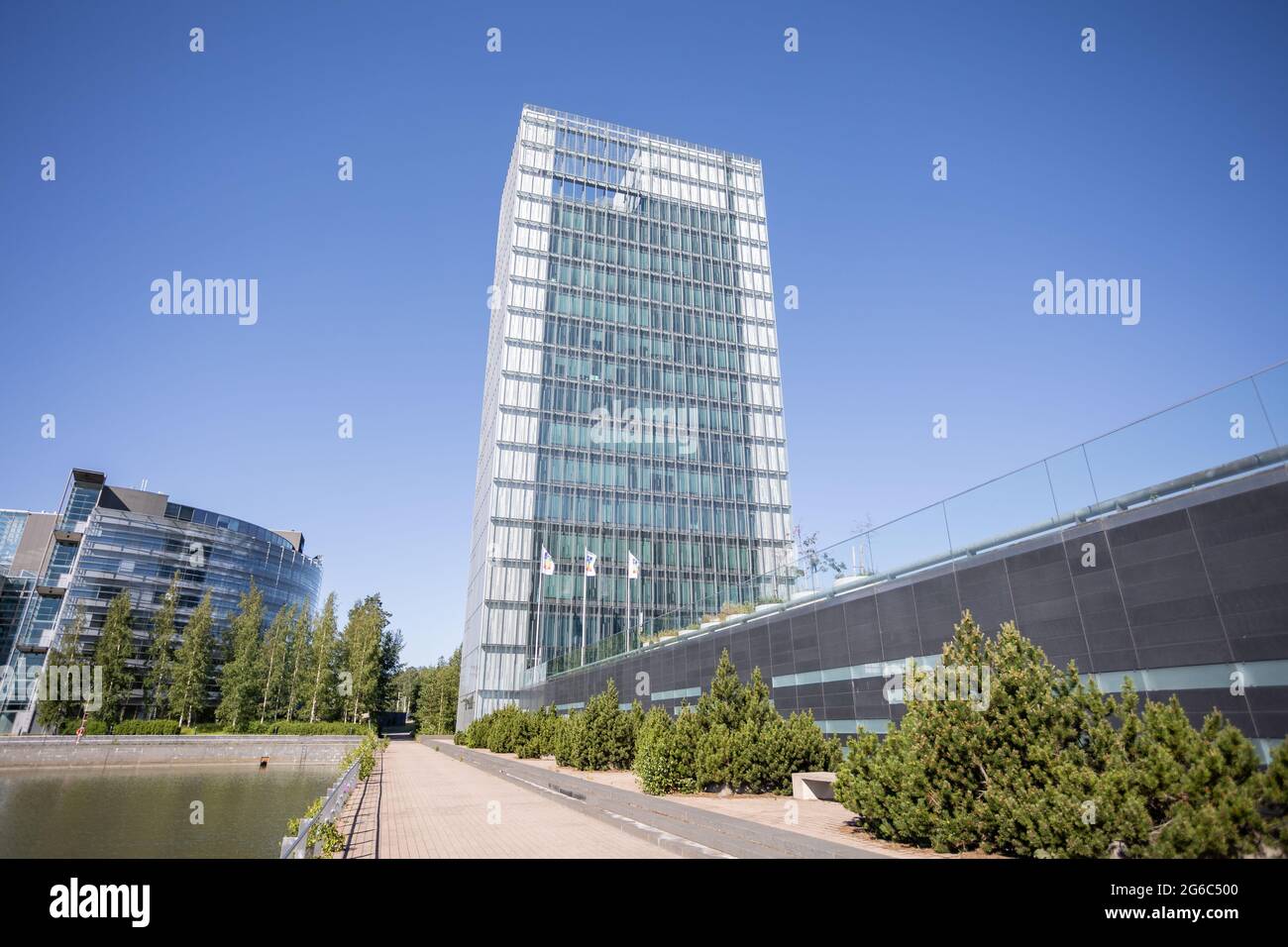 Kone corporation head office building in summer. Kone produces ...