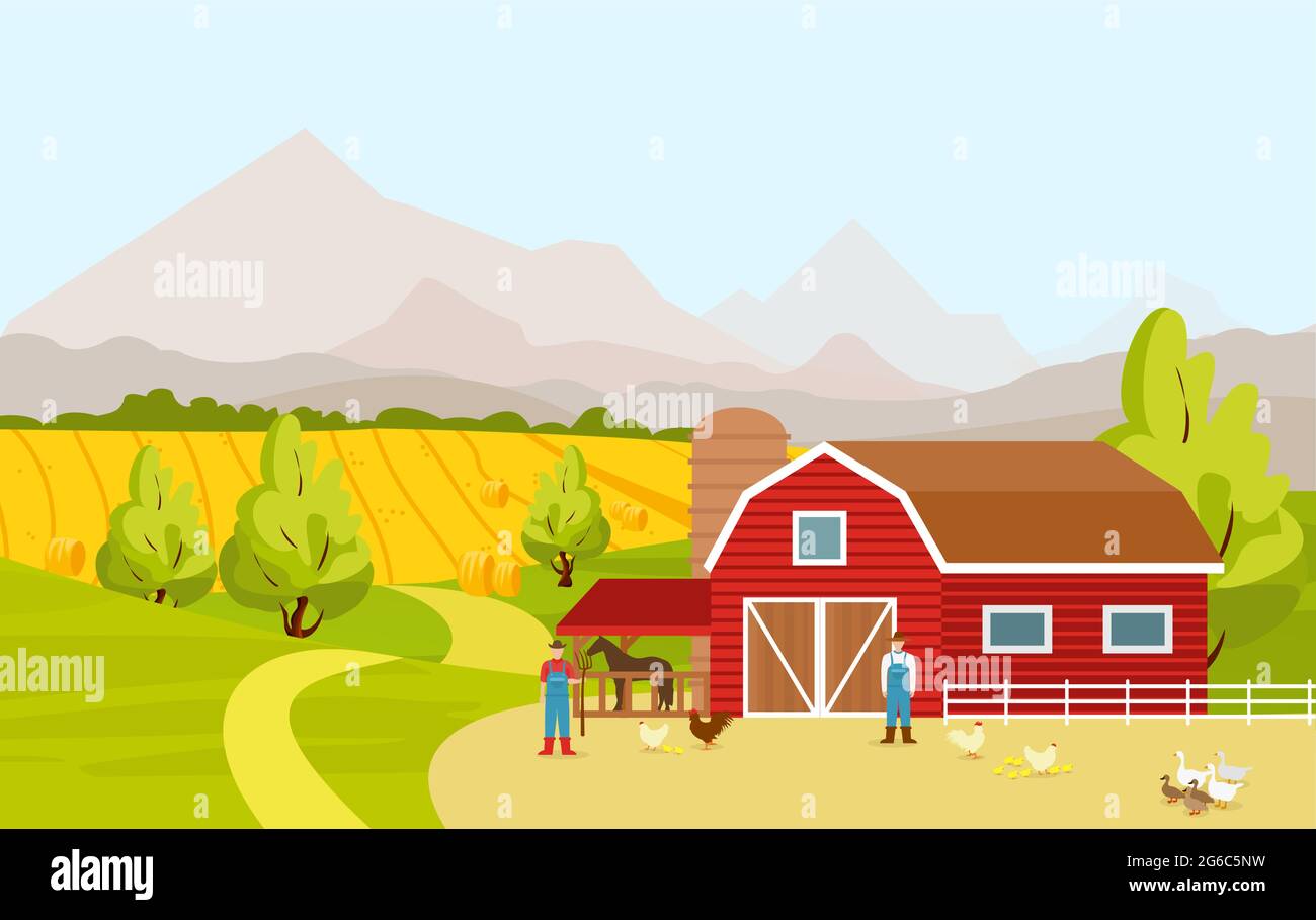 Chicken barn fields Stock Vector Images - Alamy