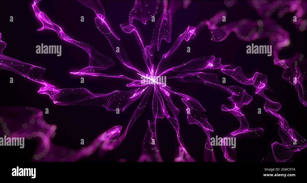 Purple light trails flowing against against black background Stock ...