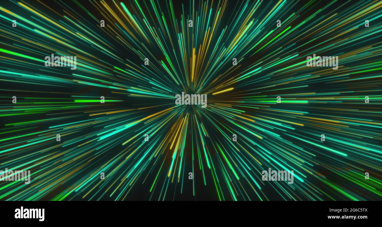 Multiple green light trails moving against black background Stock Photo ...