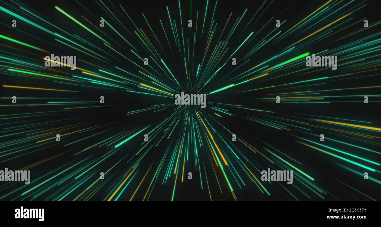 Multiple green light trails moving against black background Stock Photo ...