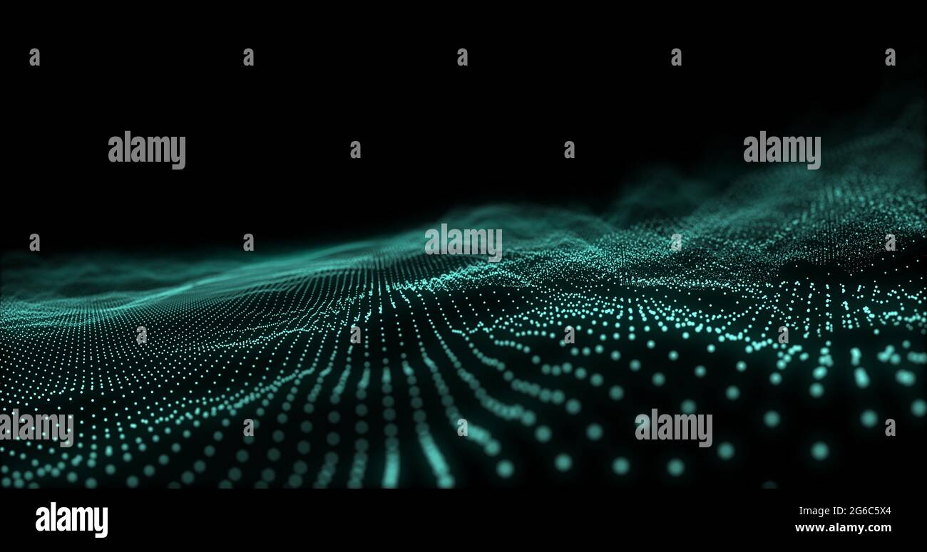 Green digital wave moving against black background Stock Photo - Alamy