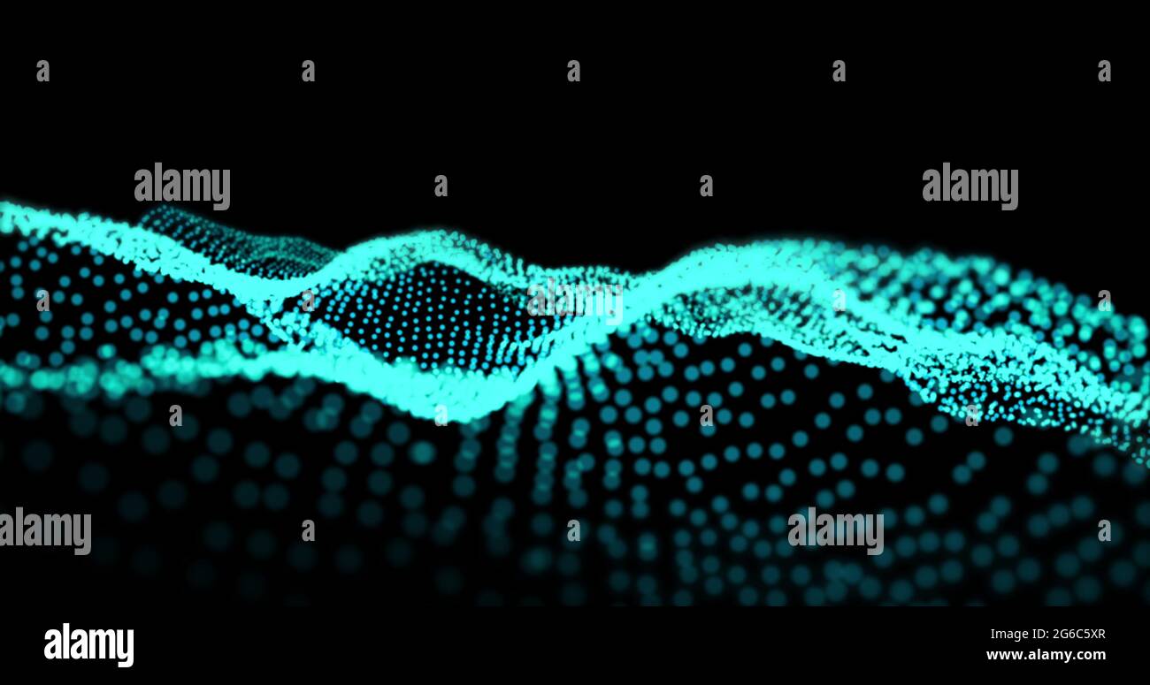 Blue digital wave moving against black background Stock Photo - Alamy