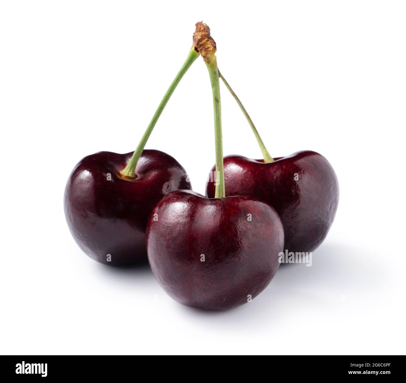 Close up of beautiful and delicious cherry fruit isolated on white ...
