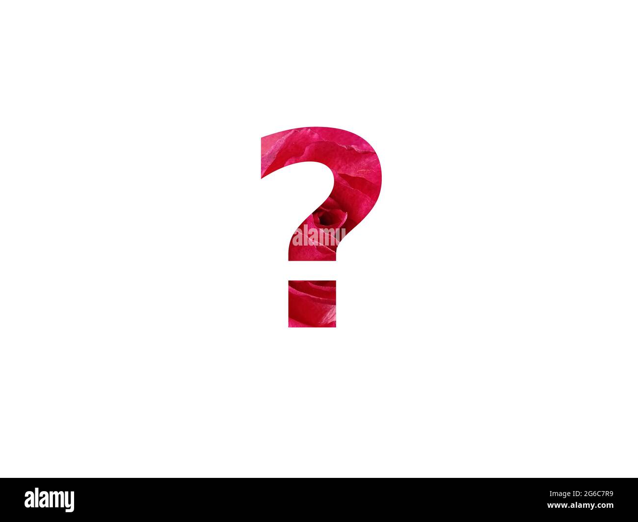 Question mark of the alphabet made with a photo of a red rose, isolated ...
