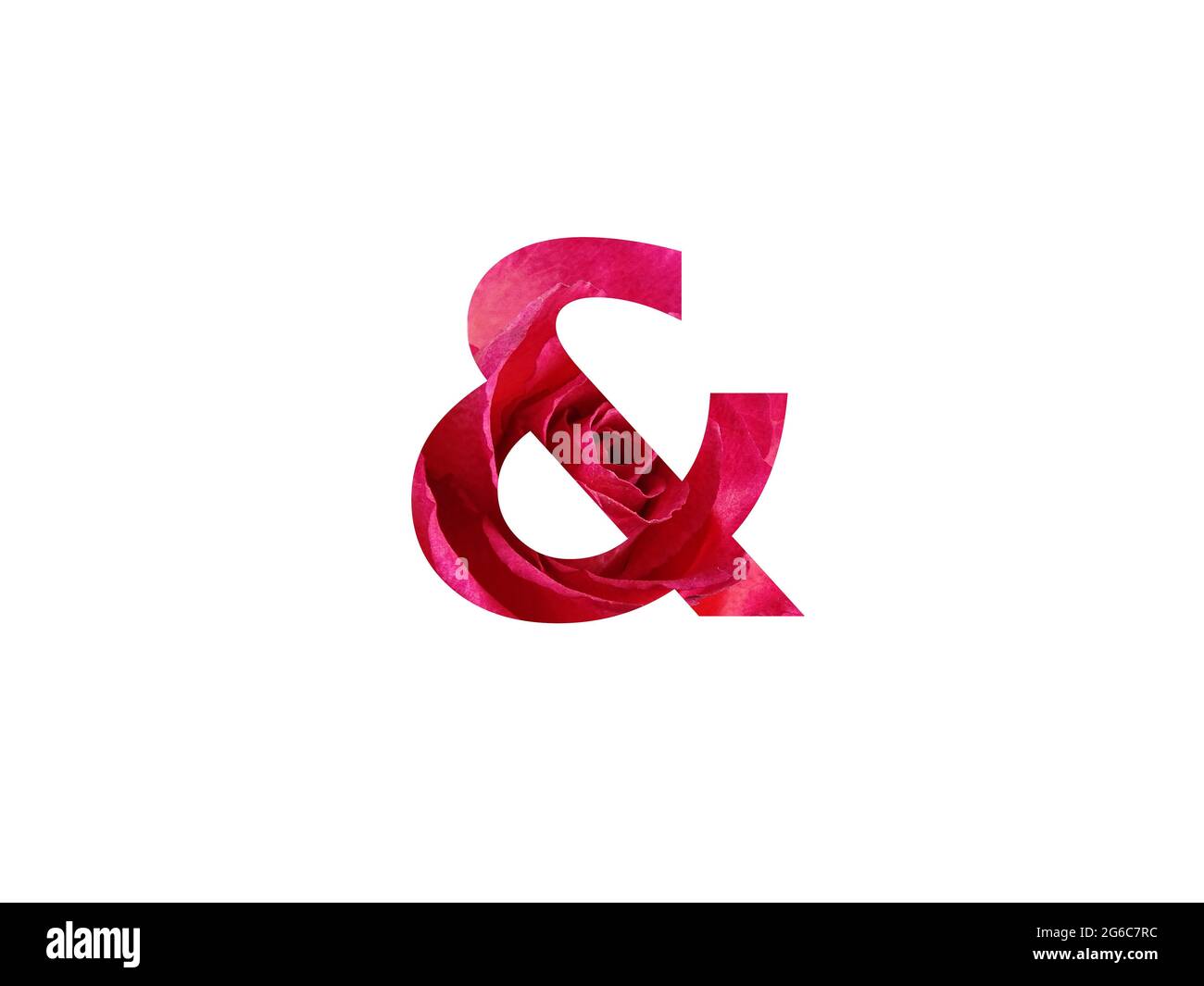 And sign of the alphabet made with a photo of a red rose, isolated on a ...