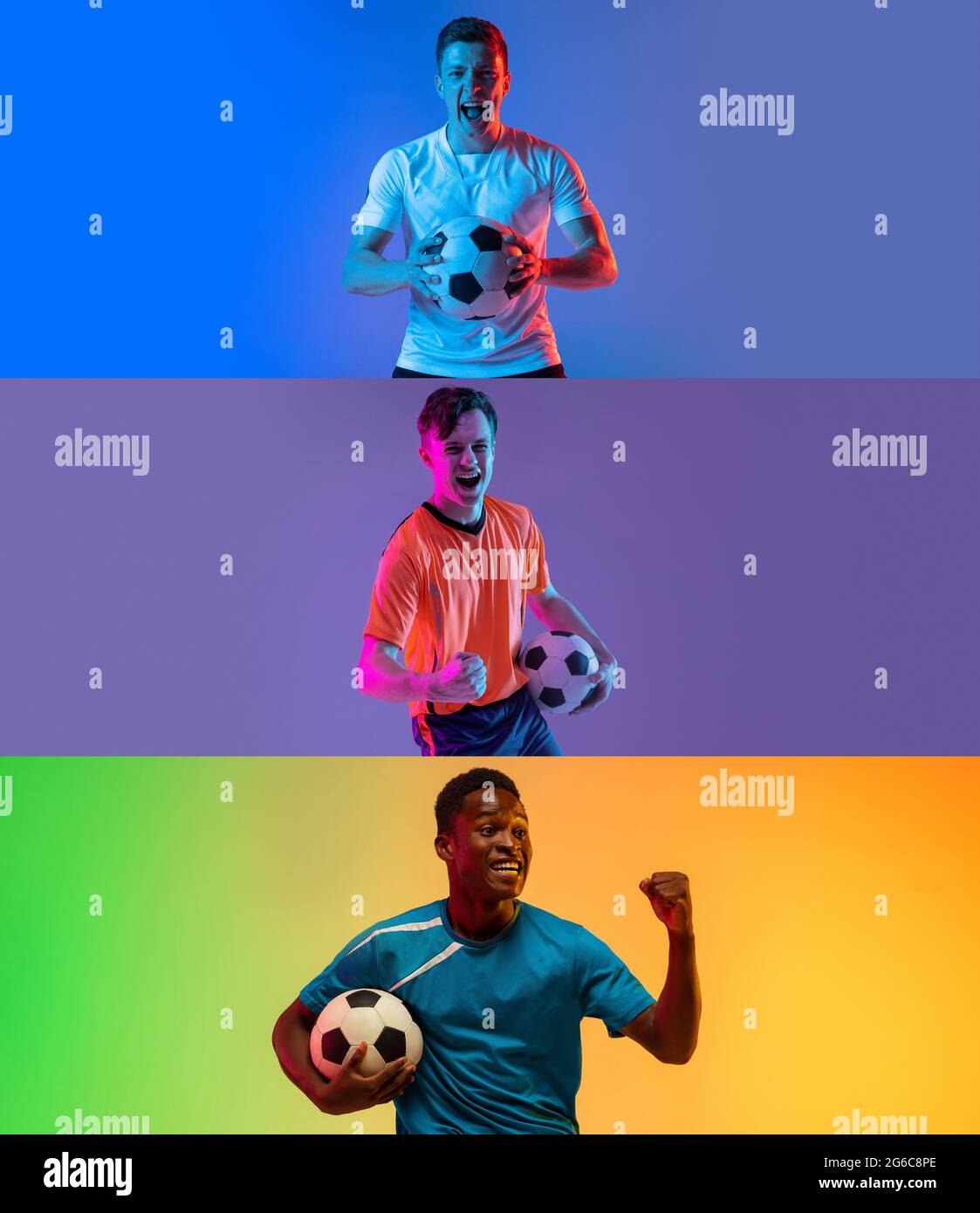 The professional football soccer player and human emotions concept. The ...