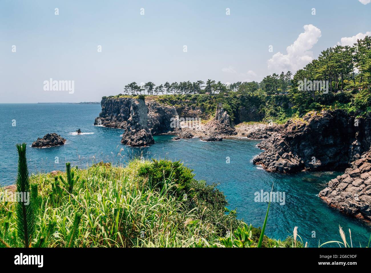 Oedolgae rock and sea in Jeju Island, Korea Stock Photo - Alamy