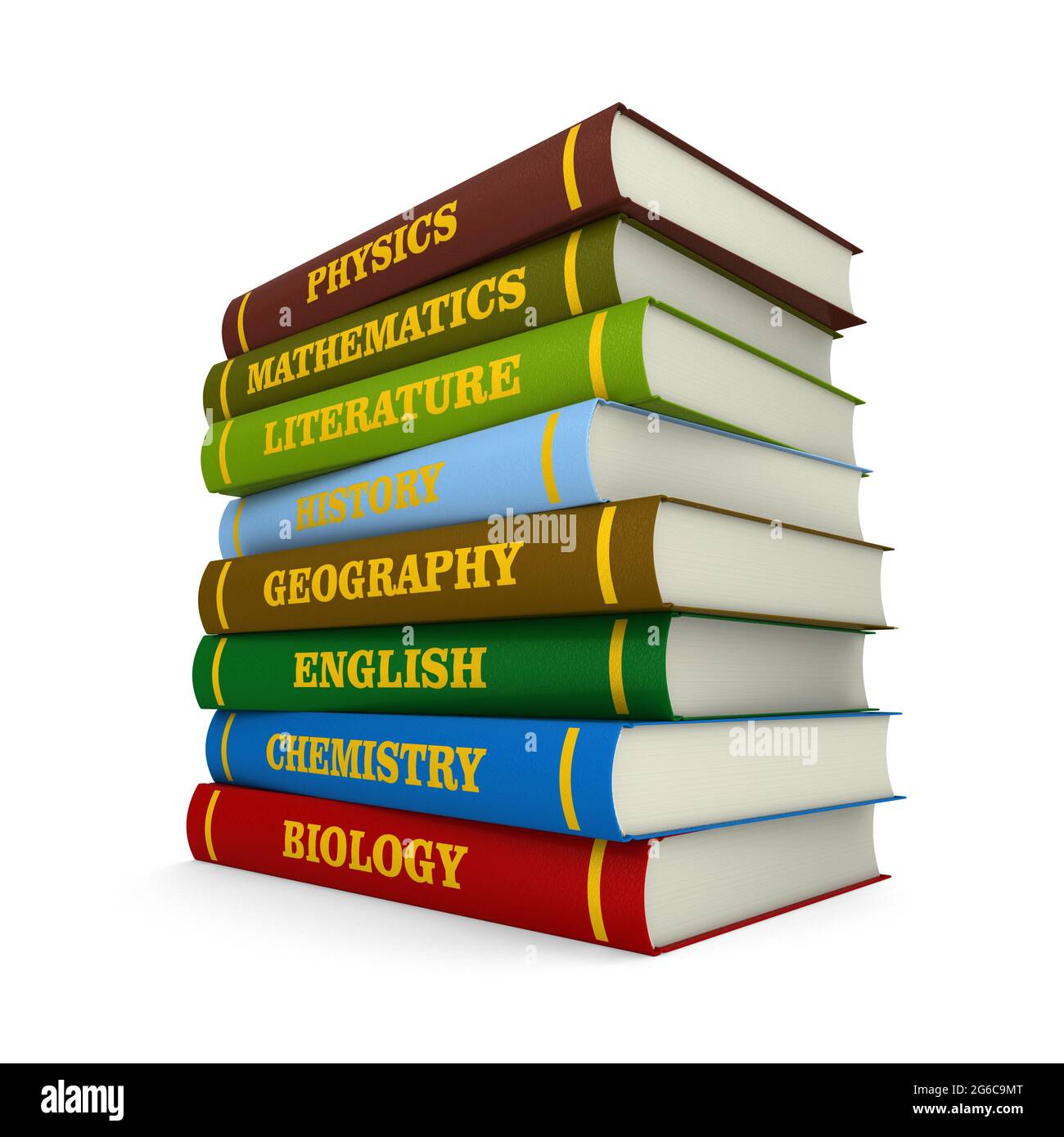 Stack of hardcover text books on white background. Isolated 3D ...