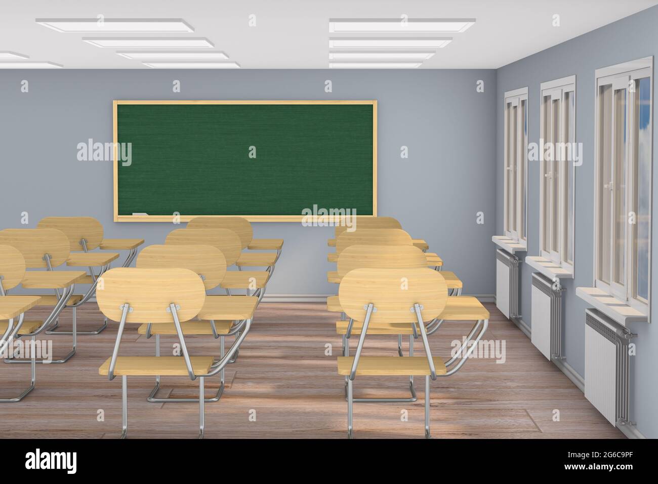 Interior empty school classroom. 3d illustration. Back to school Stock ...