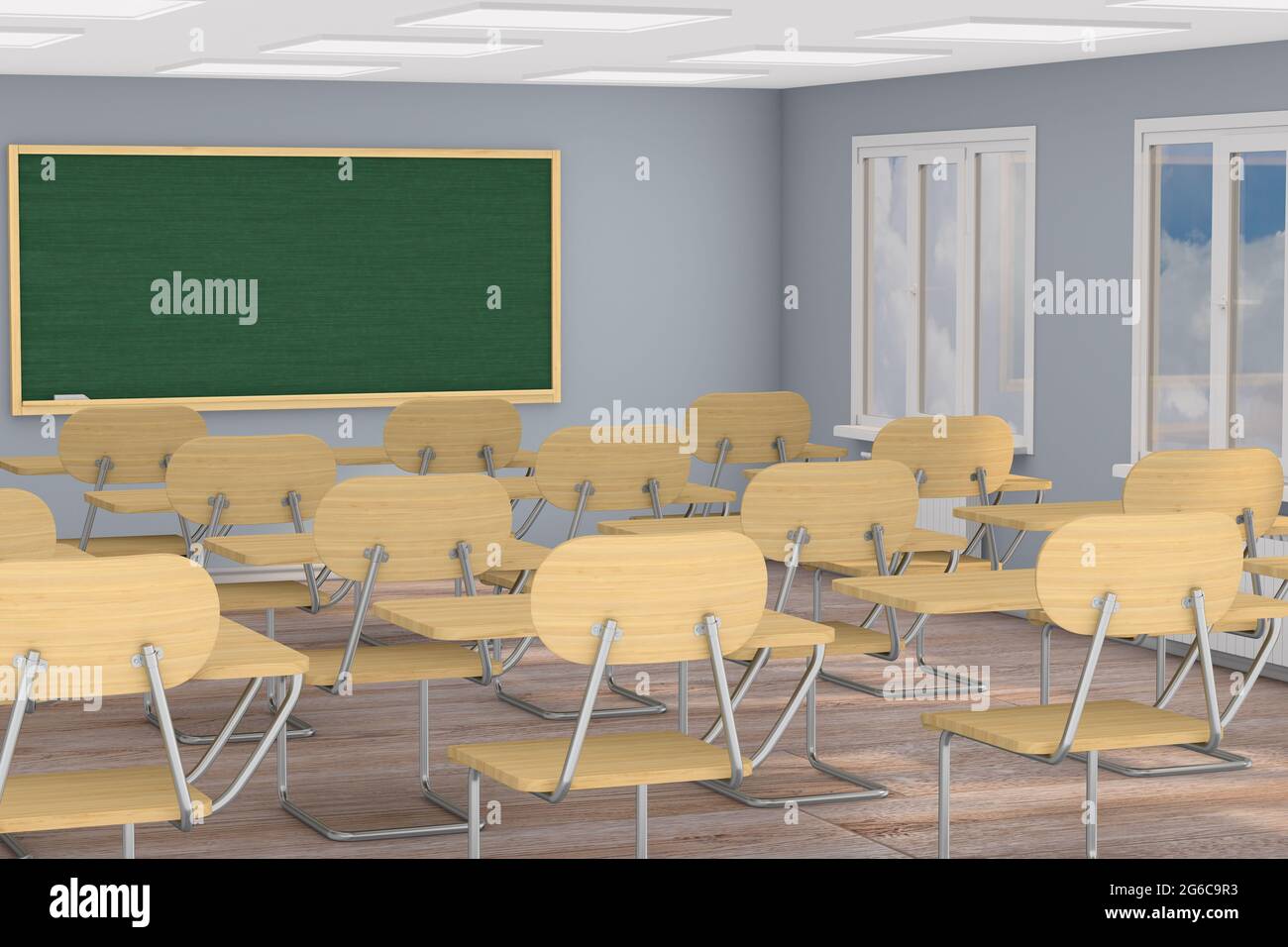 Interior empty school classroom. 3d illustration. Back to school Stock ...