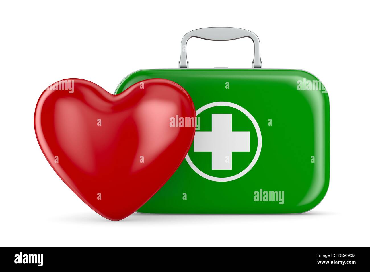 heart and first aid kit on white background. Isolated 3d illustration ...