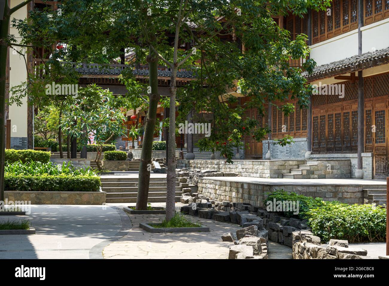 Chinese traditional retro wooden house buildings, turrets Stock Photo ...