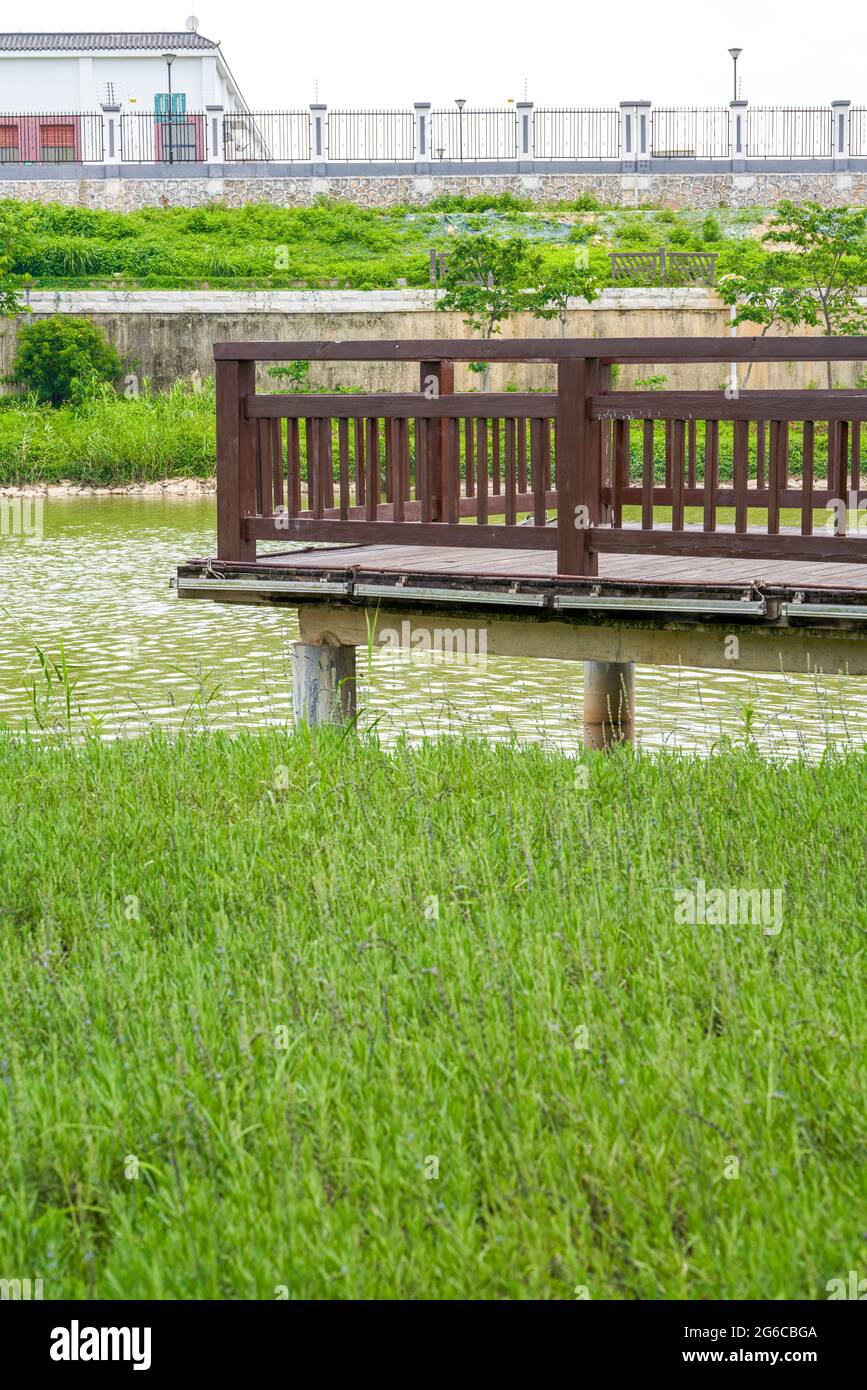 Walk along the water corridor by the lake in the park, and the footpath ...