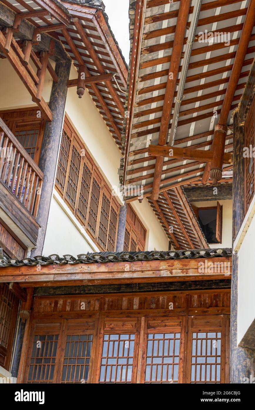 Chinese traditional retro wooden house buildings, turrets Stock Photo ...