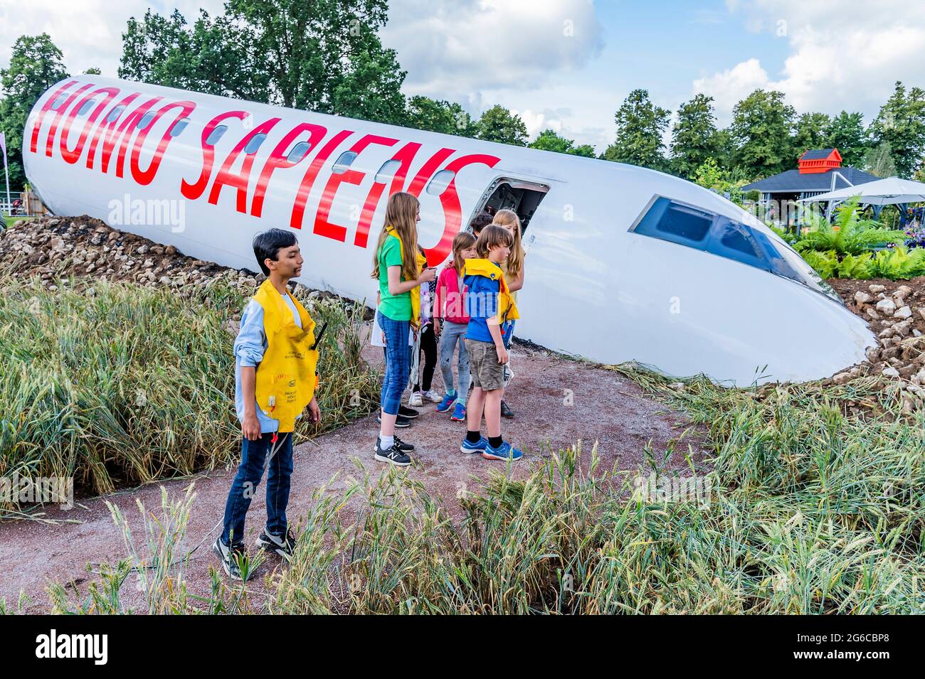 London, UK. 5th July, 2021. Children in deflated life jackets ...