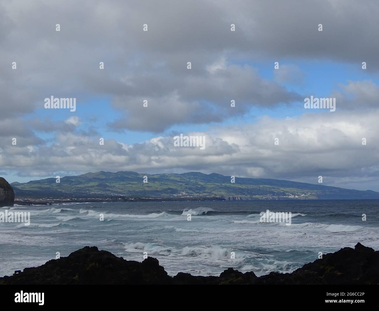 Volcanic rocks, coast of Sao Miguel island, Azores travel destination ...