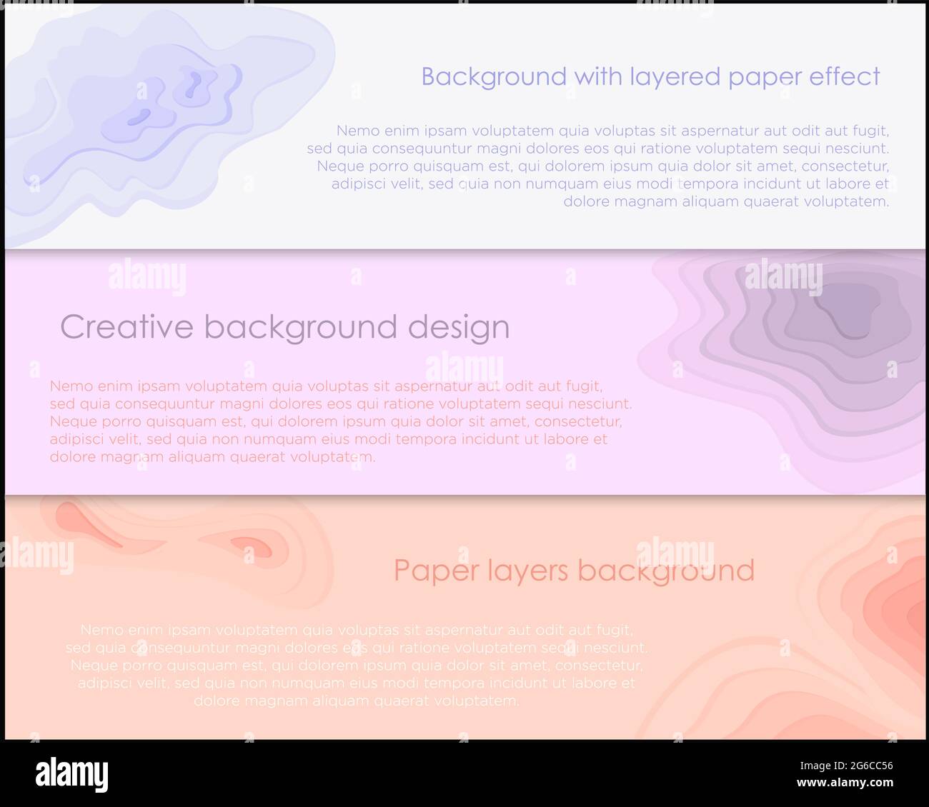 Vector illustration set of horizontal banners with 3D imitation ...