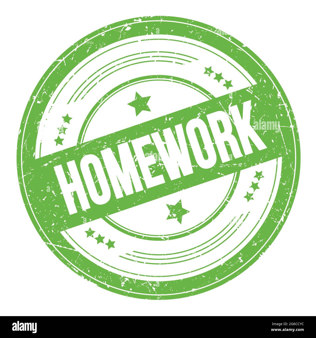HOMEWORK text on green round grungy texture stamp Stock Photo - Alamy
