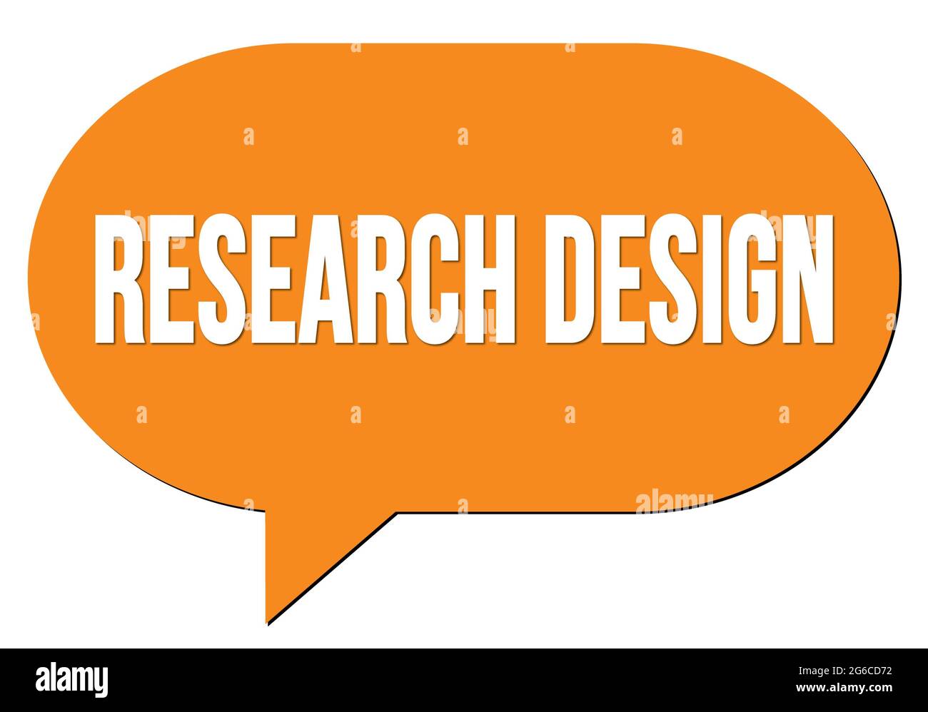 RESEARCH DESIGN text written in an orange speech bubble stamp Stock ...