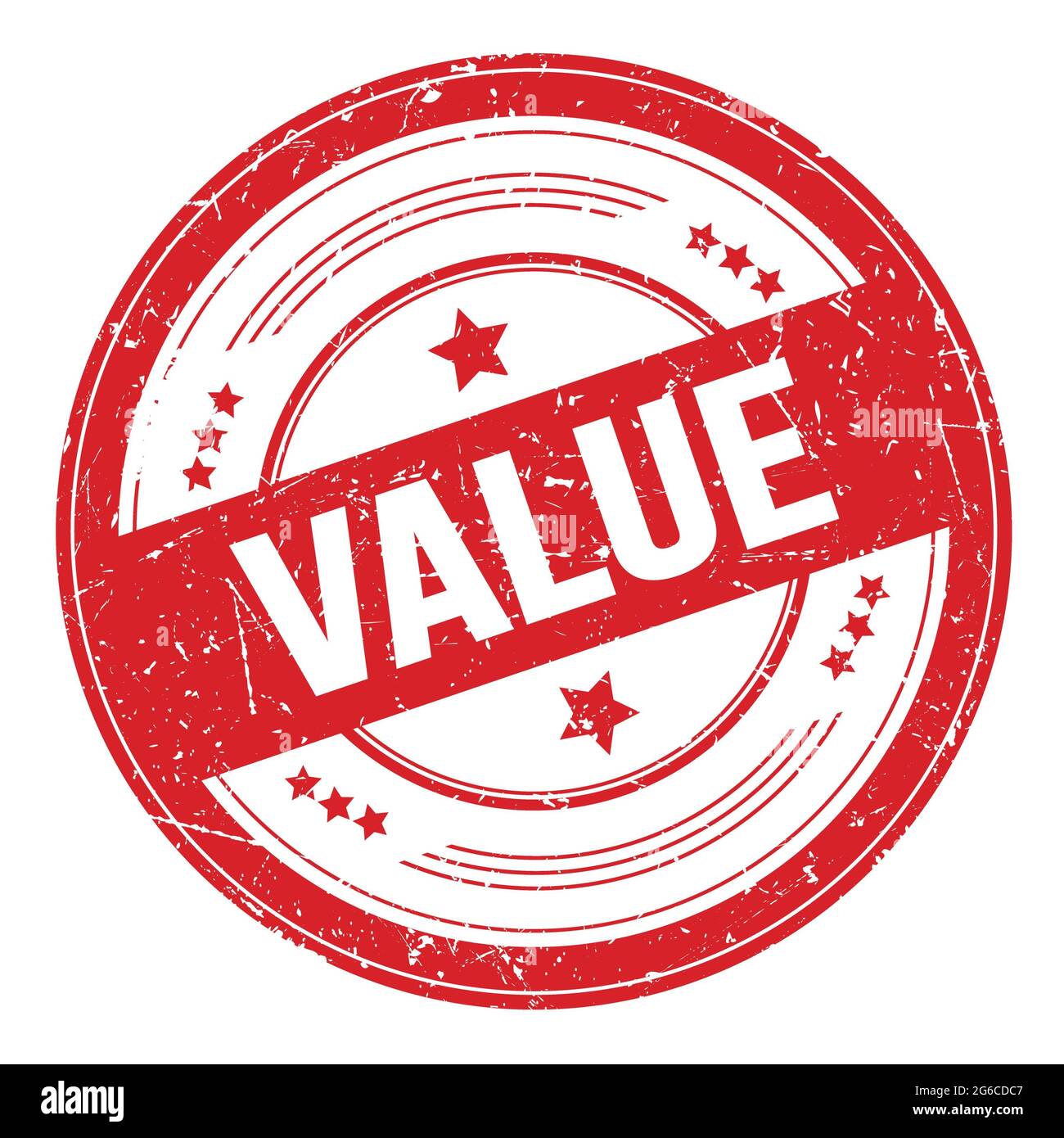 VALUE text on red round grungy texture stamp Stock Photo - Alamy