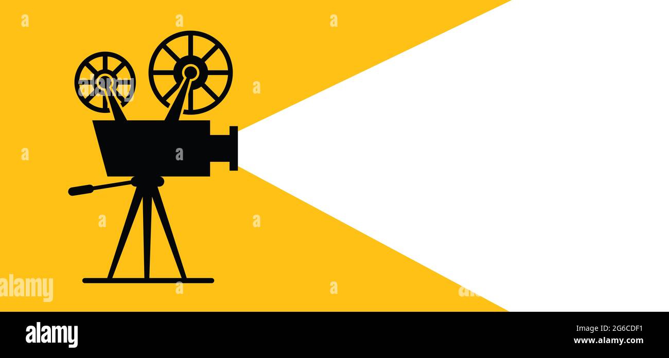 Old retro movie and film, background in flat style. Theater screen ...