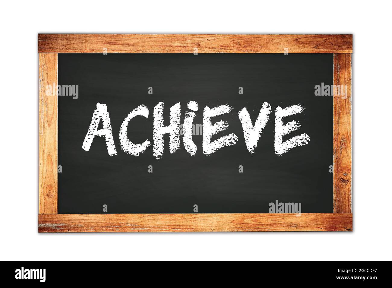 ACHIEVE text written on black wooden frame school blackboard Stock ...
