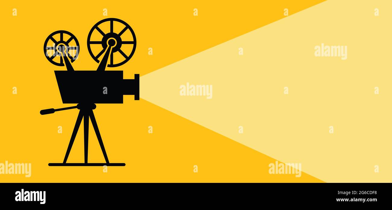 Old retro movie and film, background in flat style. Theater screen ...
