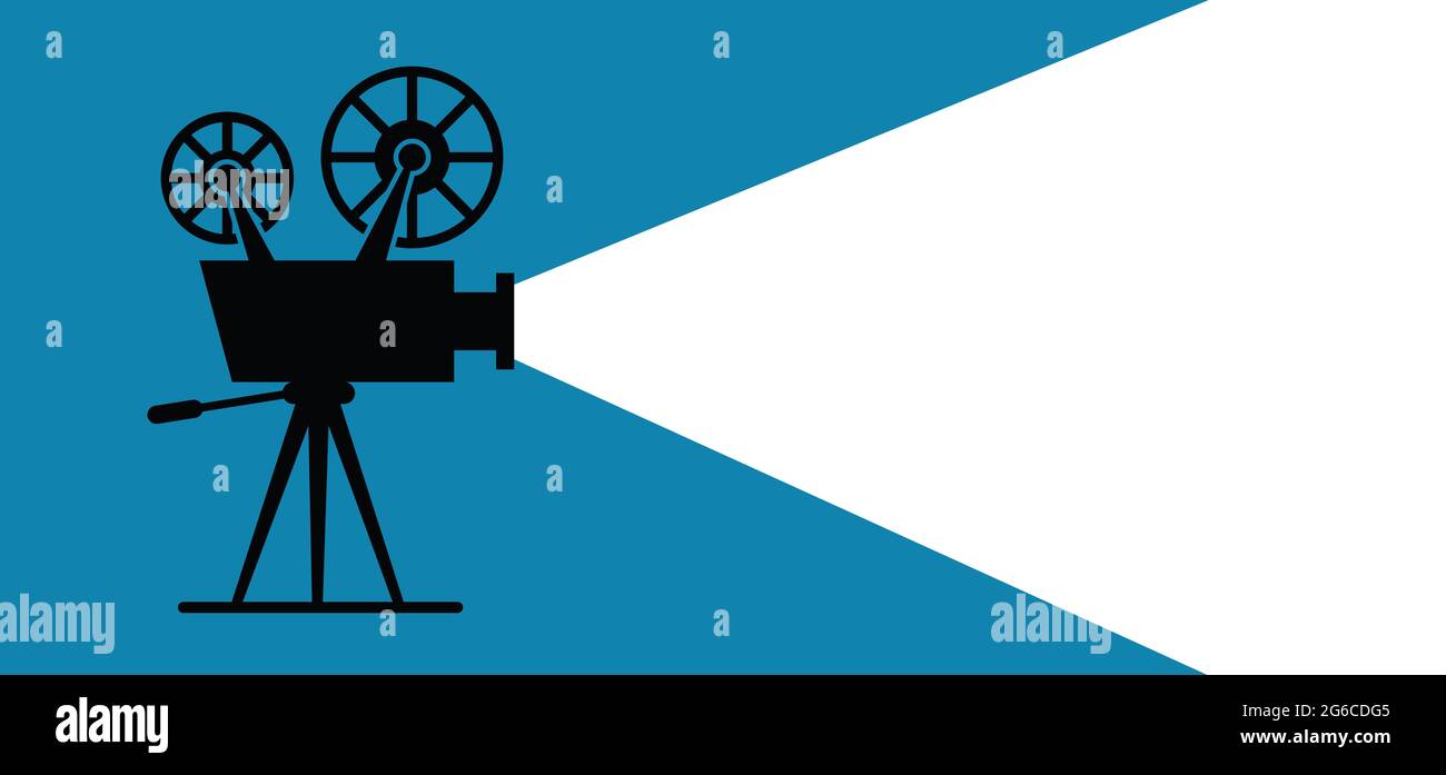 Old retro movie and film, background in flat style. Theater screen ...