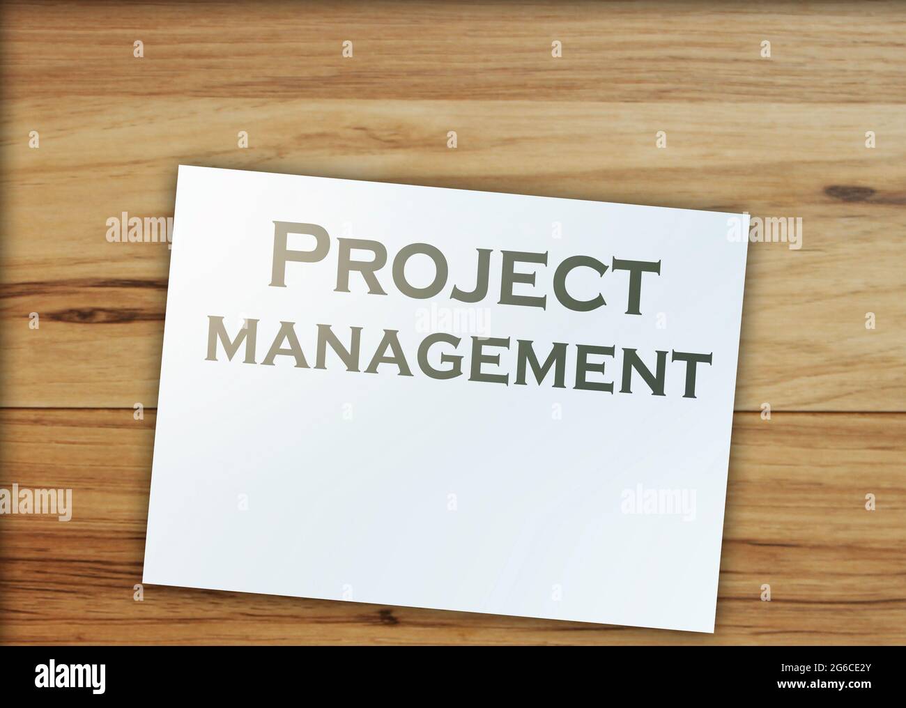 Project management text on page and paper dollar signs around on ...