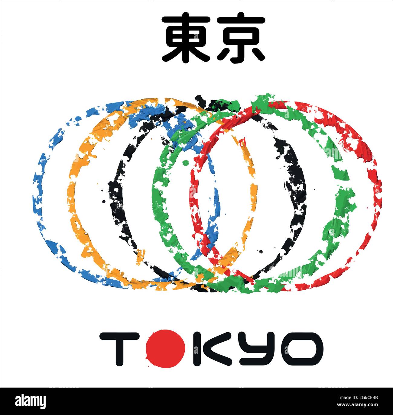 Template design of Tokyo with colorful squares concept. Inscription in ...