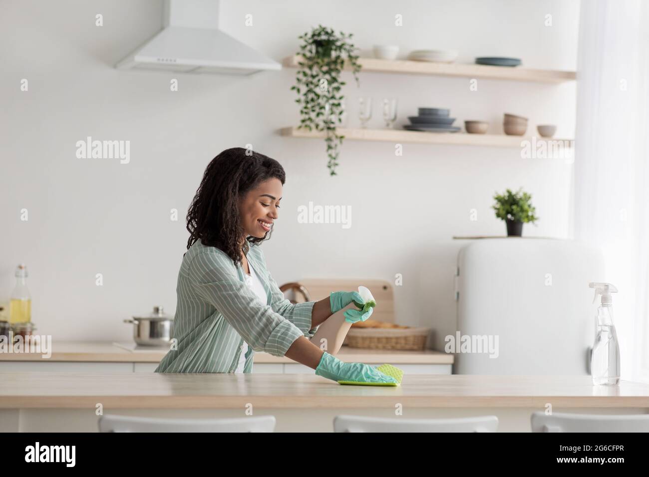 Housekeeping, routine domestic chores alone, keeping home tidy Stock ...