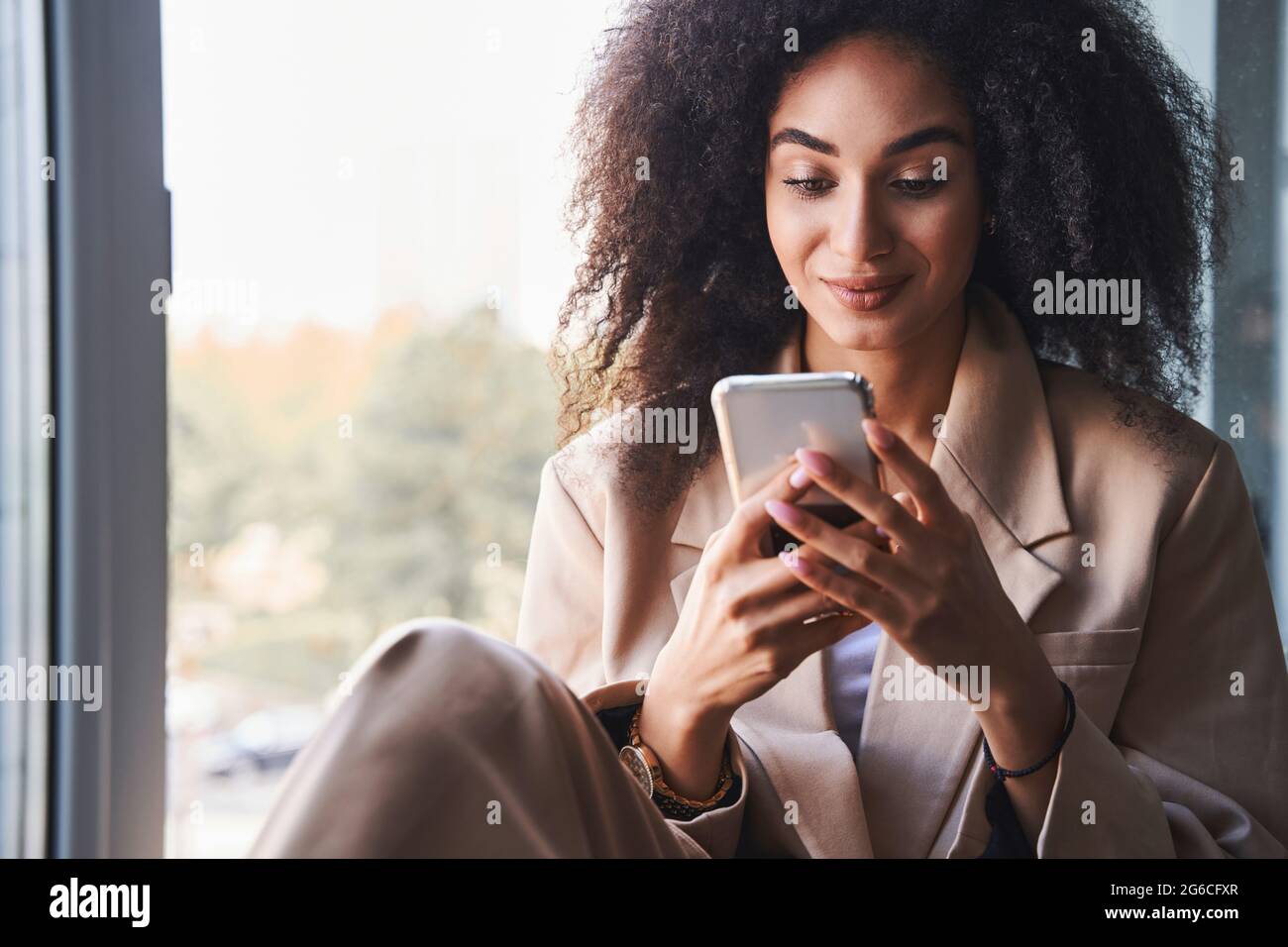 Young attractive glad pleasant hi-res stock photography and images - Alamy