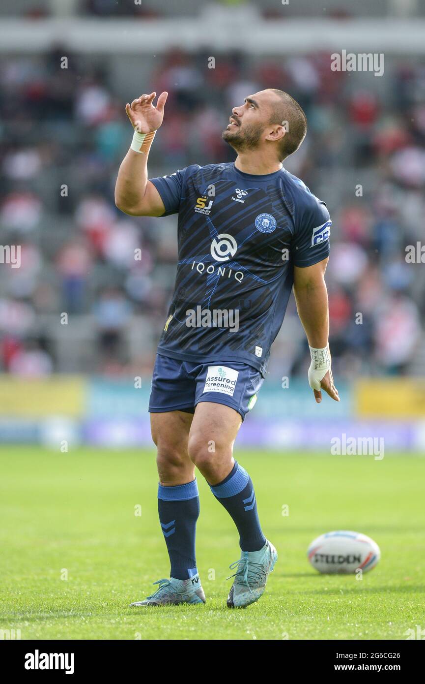 St. Helens, England - 3 July 2021 - Thomas Leuluai of Wigan Warriors ...