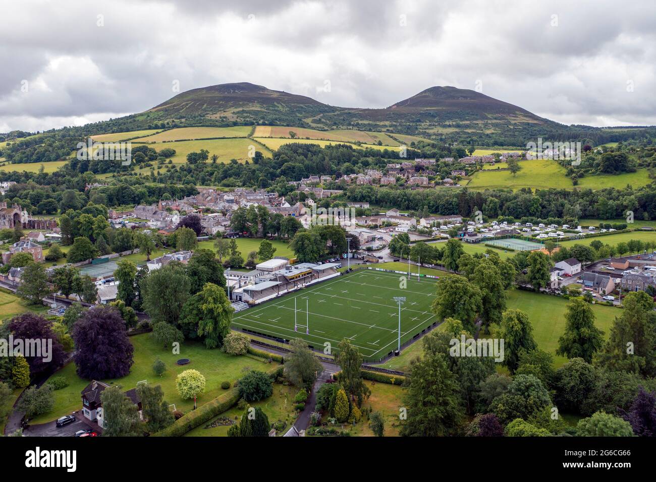 Aerial view of The Greenyards, home of Melrose Rugby Club and ...