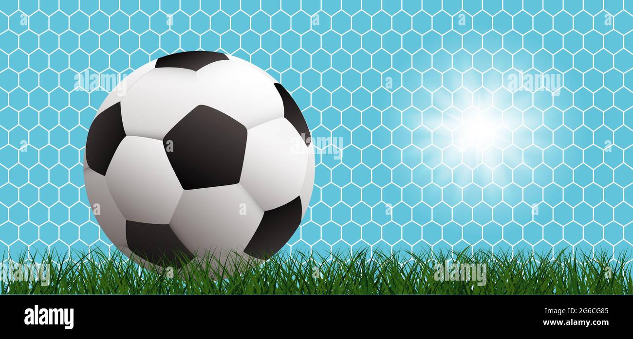 Goal net with sun and blue sky, Texture for ball in goal. Soccer ball ...