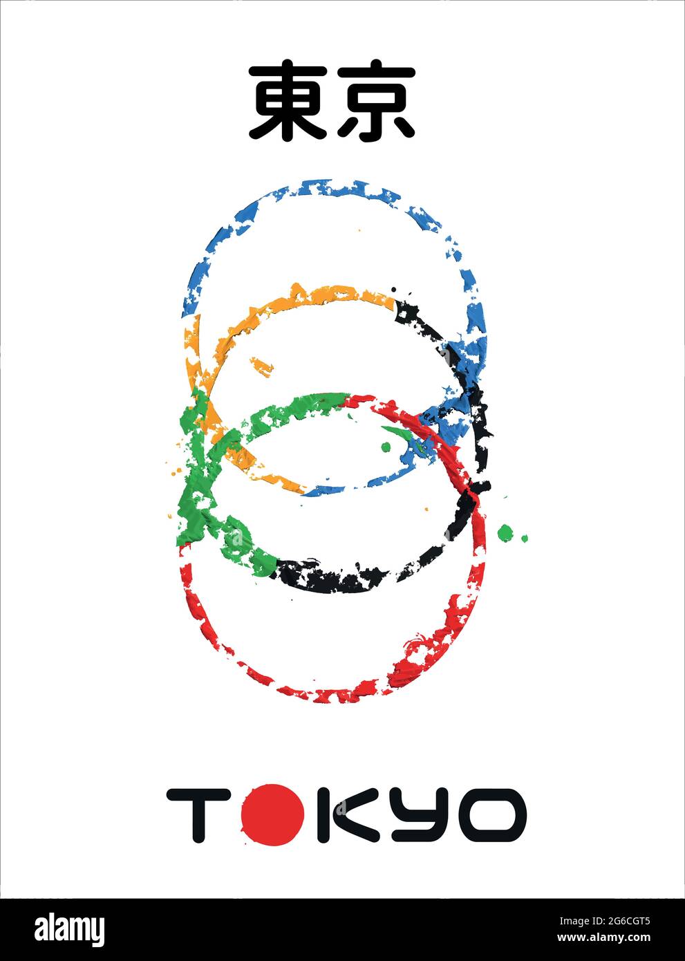 Template design of Tokyo with colorful circles concept. Inscription in ...