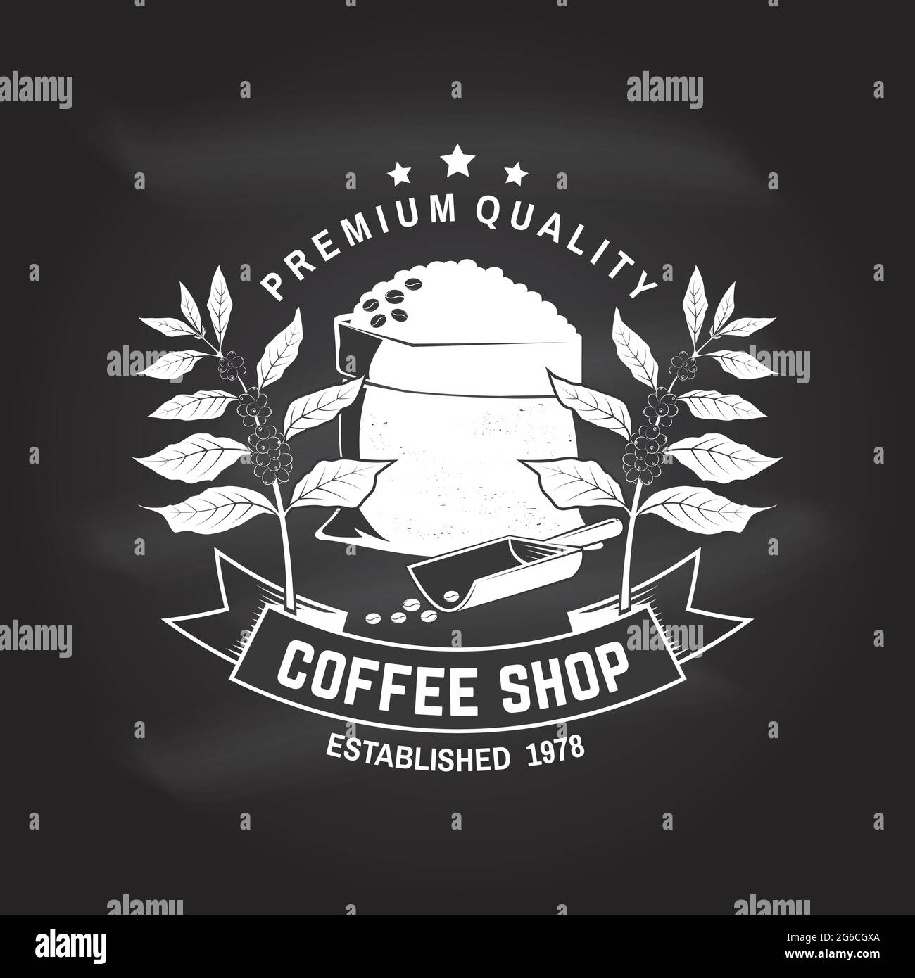 Coffe shop logo, badge on the chalkboard. Vector . Typography design ...