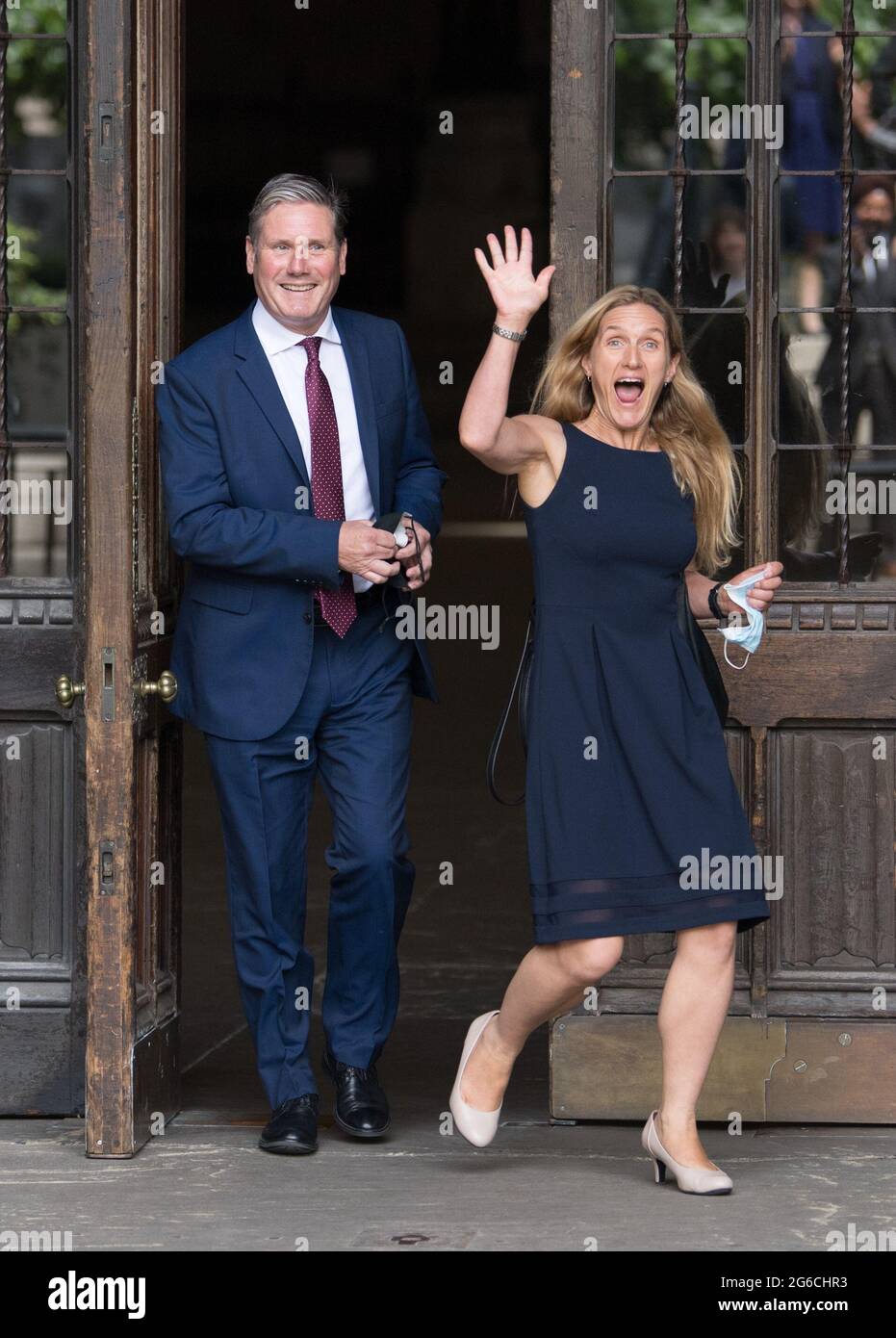 Newly elected Labour MP for Batley and Spen, Kim Leadbeater is welcomed ...