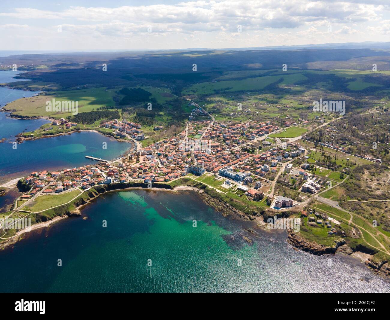 Amazing Aerial view of town of Ahtopol, Burgas Region, Bulgaria Stock ...