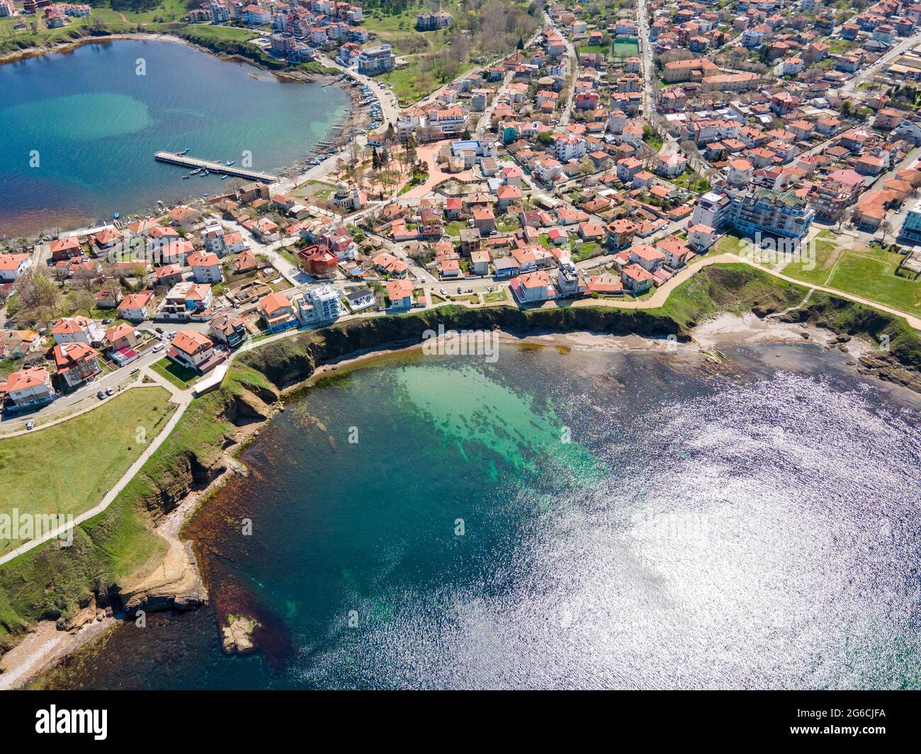 Amazing Aerial view of town of Ahtopol, Burgas Region, Bulgaria Stock ...