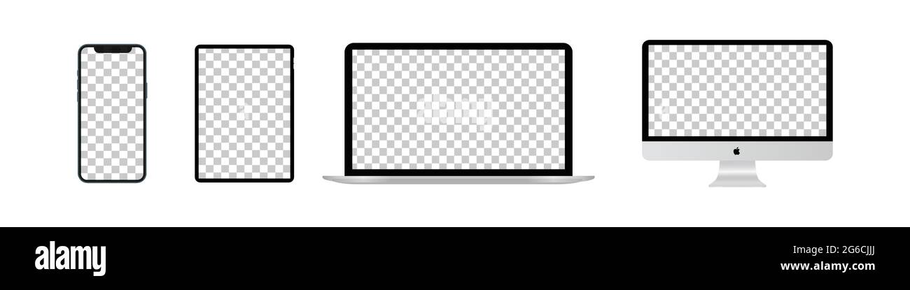 Set mockup computer, laptop, tablet, smartphone. Realistic isolated ...