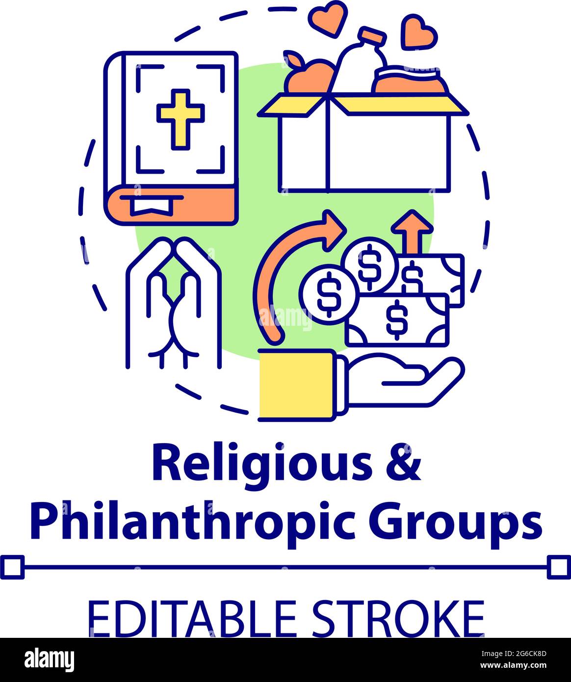 Religious and philanthropic groups concept icon Stock Vector Image ...