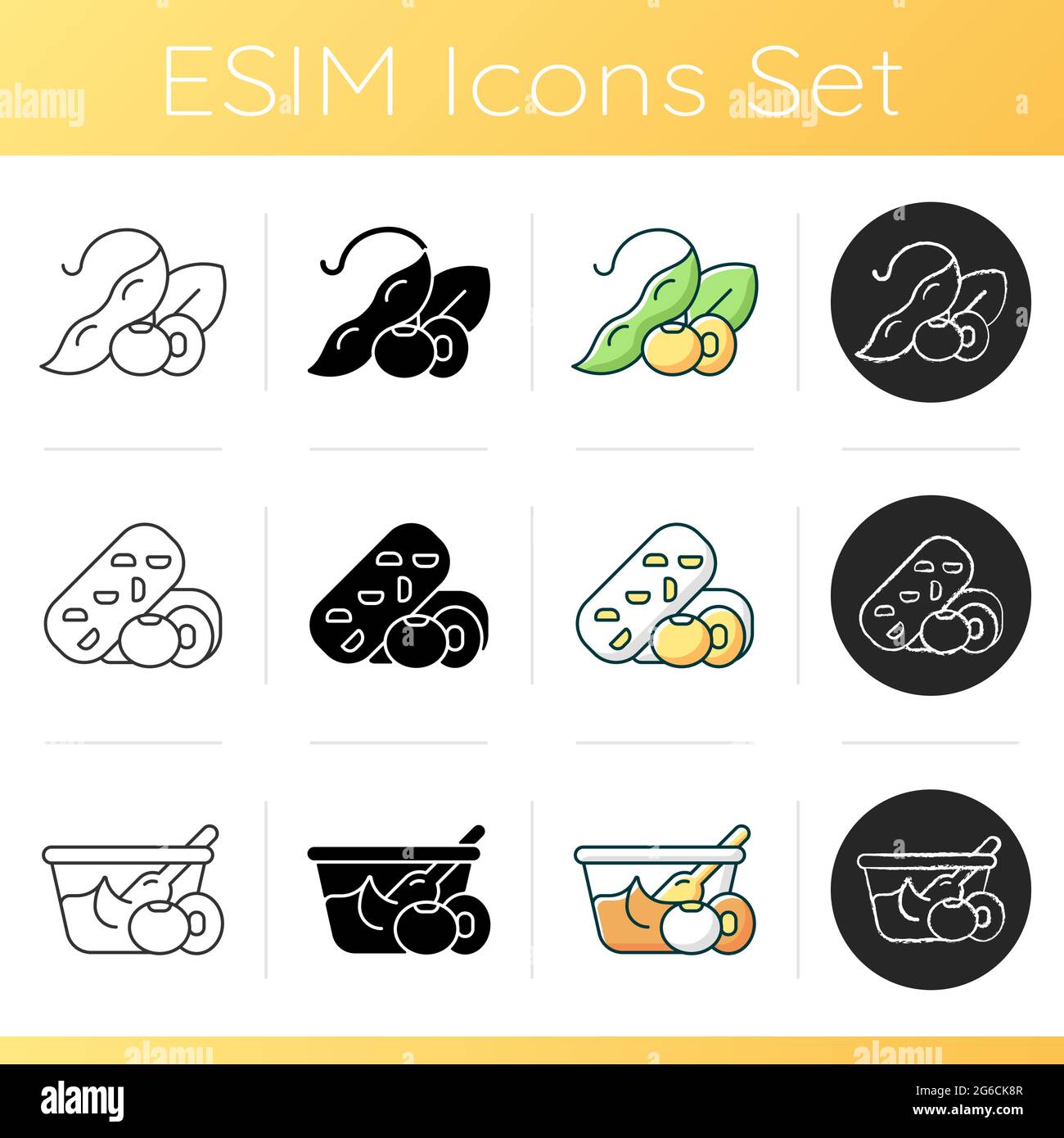 Soy meals icons set Stock Vector Image & Art - Alamy