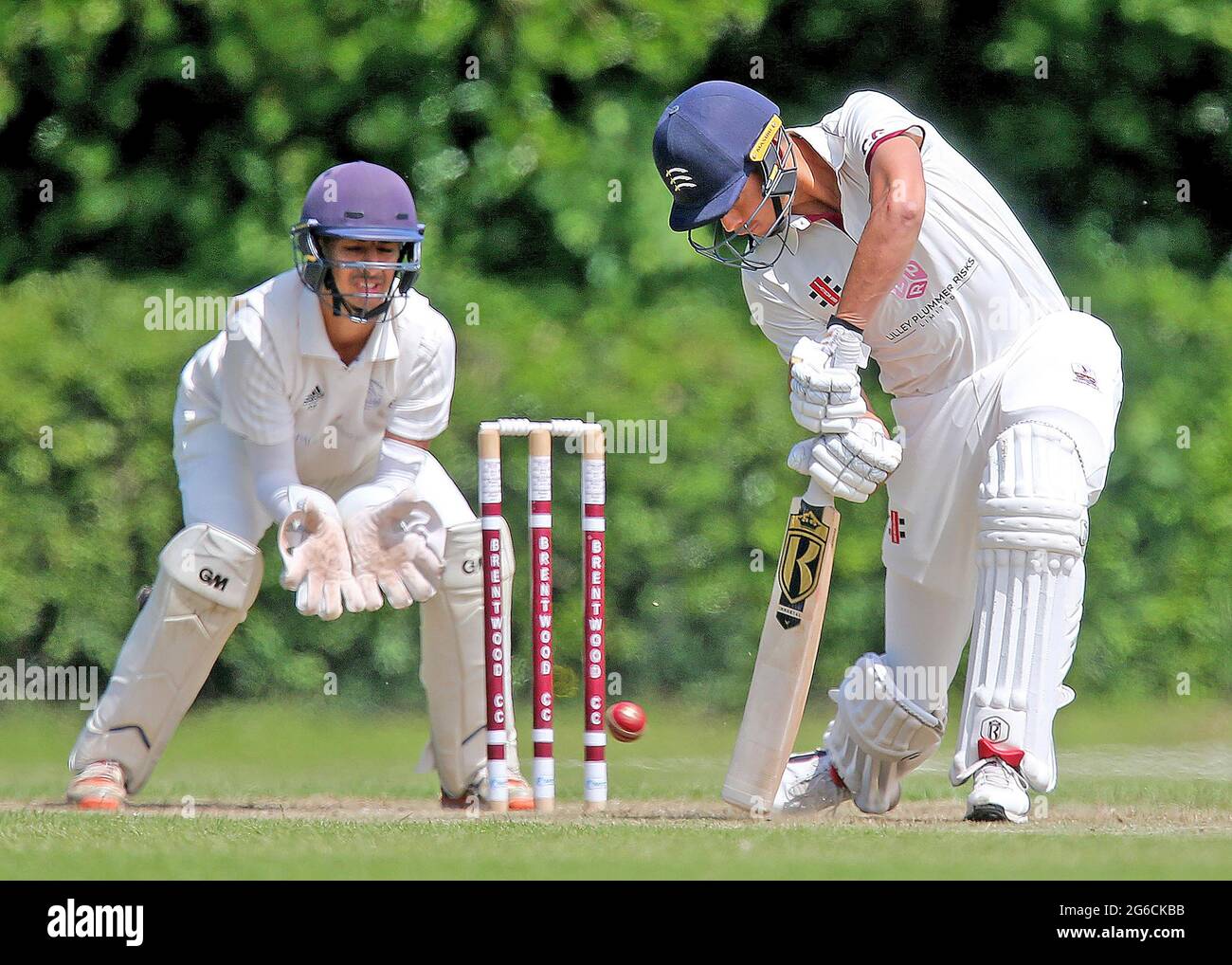 BRENTWOOD, United Kingdom, JUNE 26:L-R Ross Poulton of Billericay CC ...