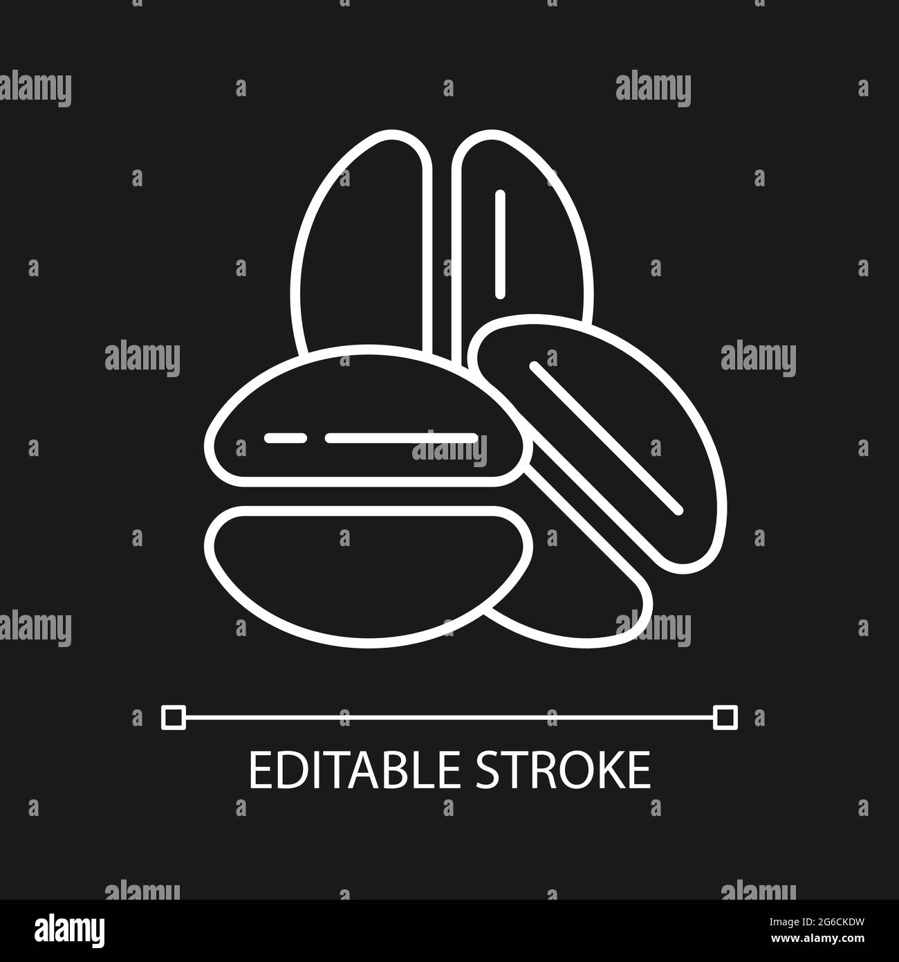 Coffee beans white linear icon for dark theme Stock Vector Image & Art ...