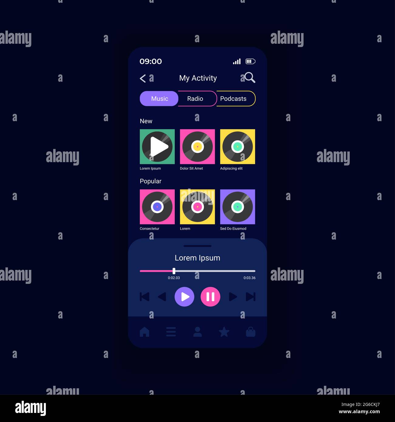 Podcasts screen Stock Vector Images - Alamy