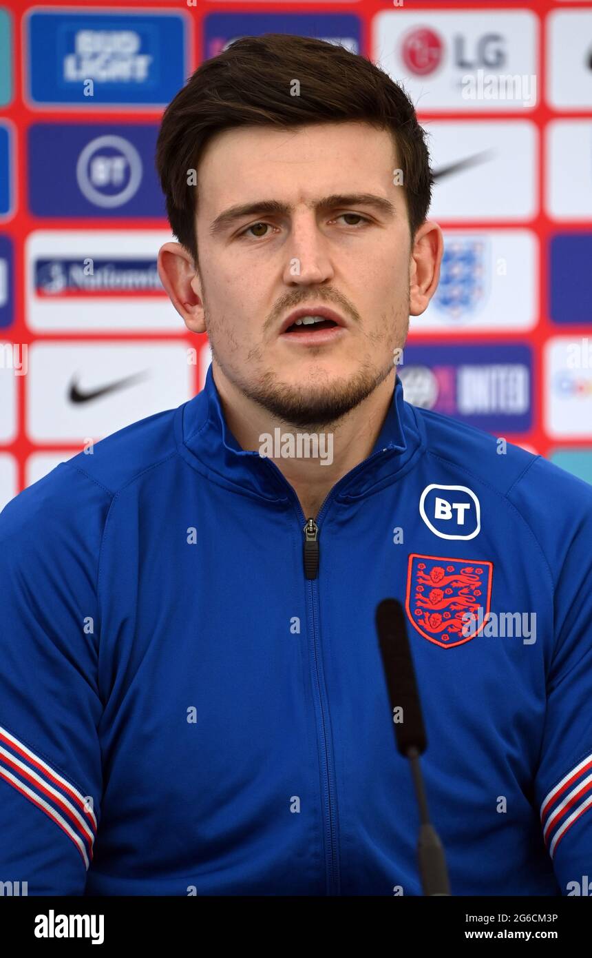 England's Harry McGuire during a press conference at St George's Park ...