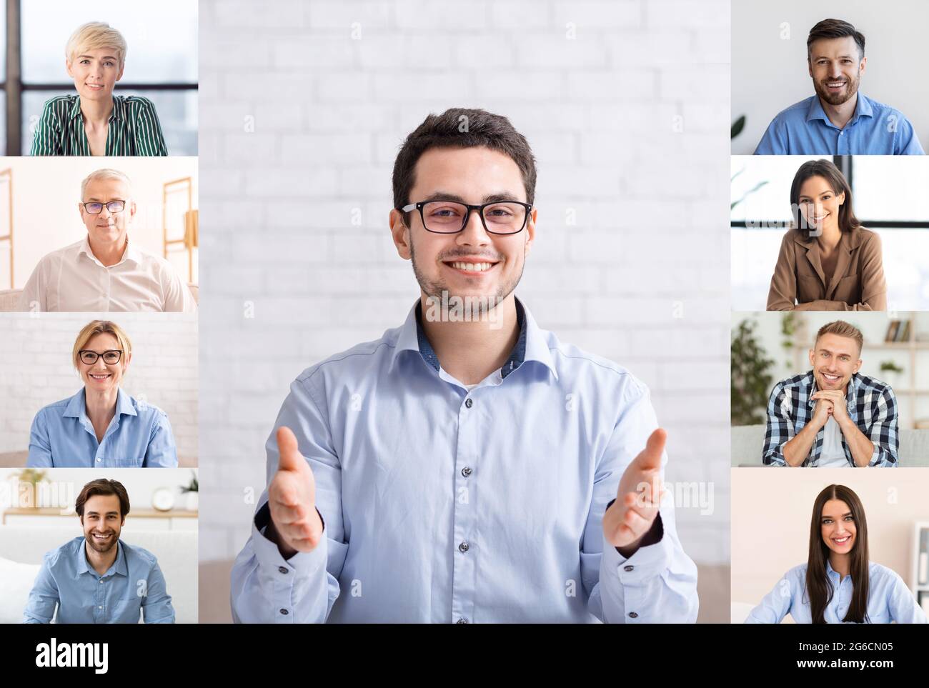 Diverse People Having Video Conference Together, Webcam Screenshot ...