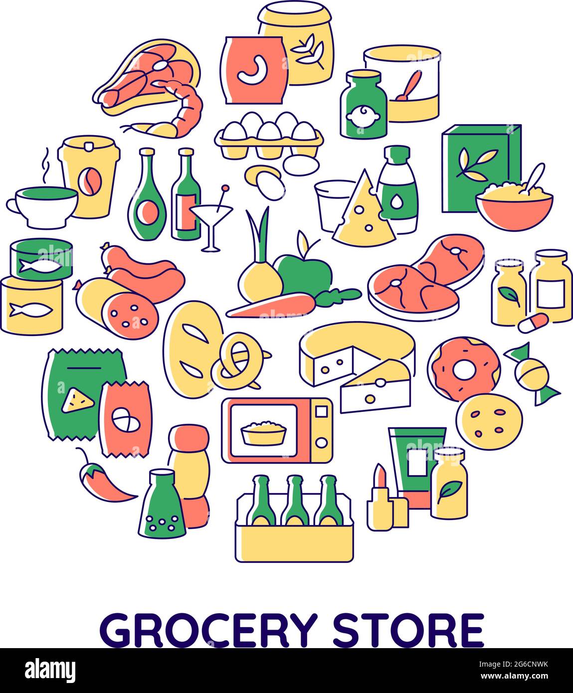 Grocery products abstract color concept layout with headline Stock ...
